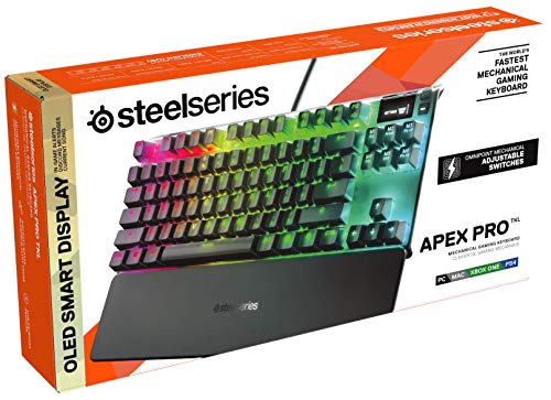 SteelSeries Apex Pro TKL HyperMagnetic Gaming Keyboard - Adjustable Actuation - Esport TKL Format - OLED Display - RGB - PBT Keys - USB-A - Nordic QWERTY