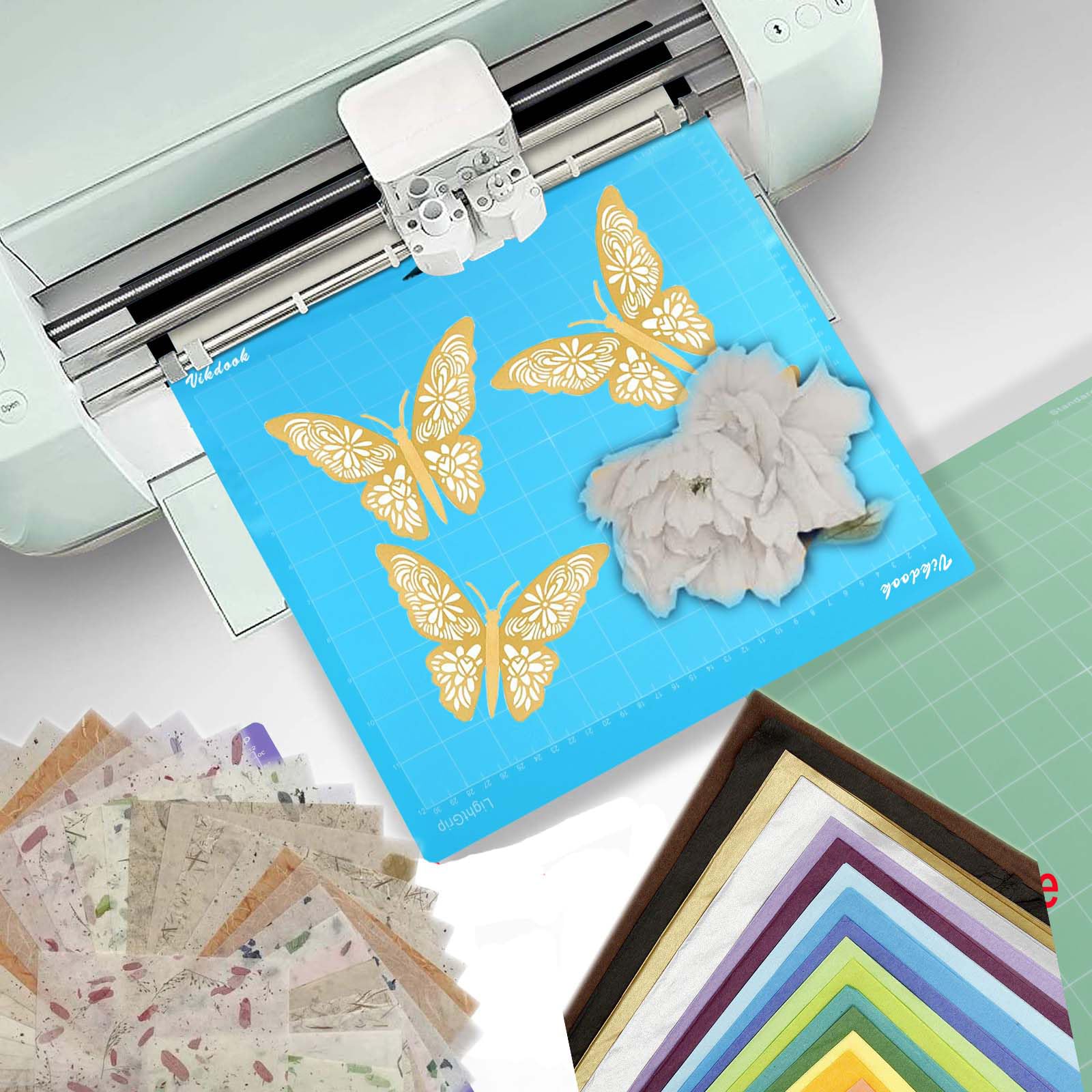 VIKDOOK Cutting Mat for Cricut Maker 12” X12” Variety Grip Sticky Mats Pack Blue Light Grip Green Standard Grip Purple Strong Grip Total 6 Mats