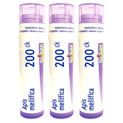 Boiron Apis Mellifica 200ck Homeopathic Medicine for Swelling from Insect Stings or Allergies - Pack of 3 (240 Pellets)