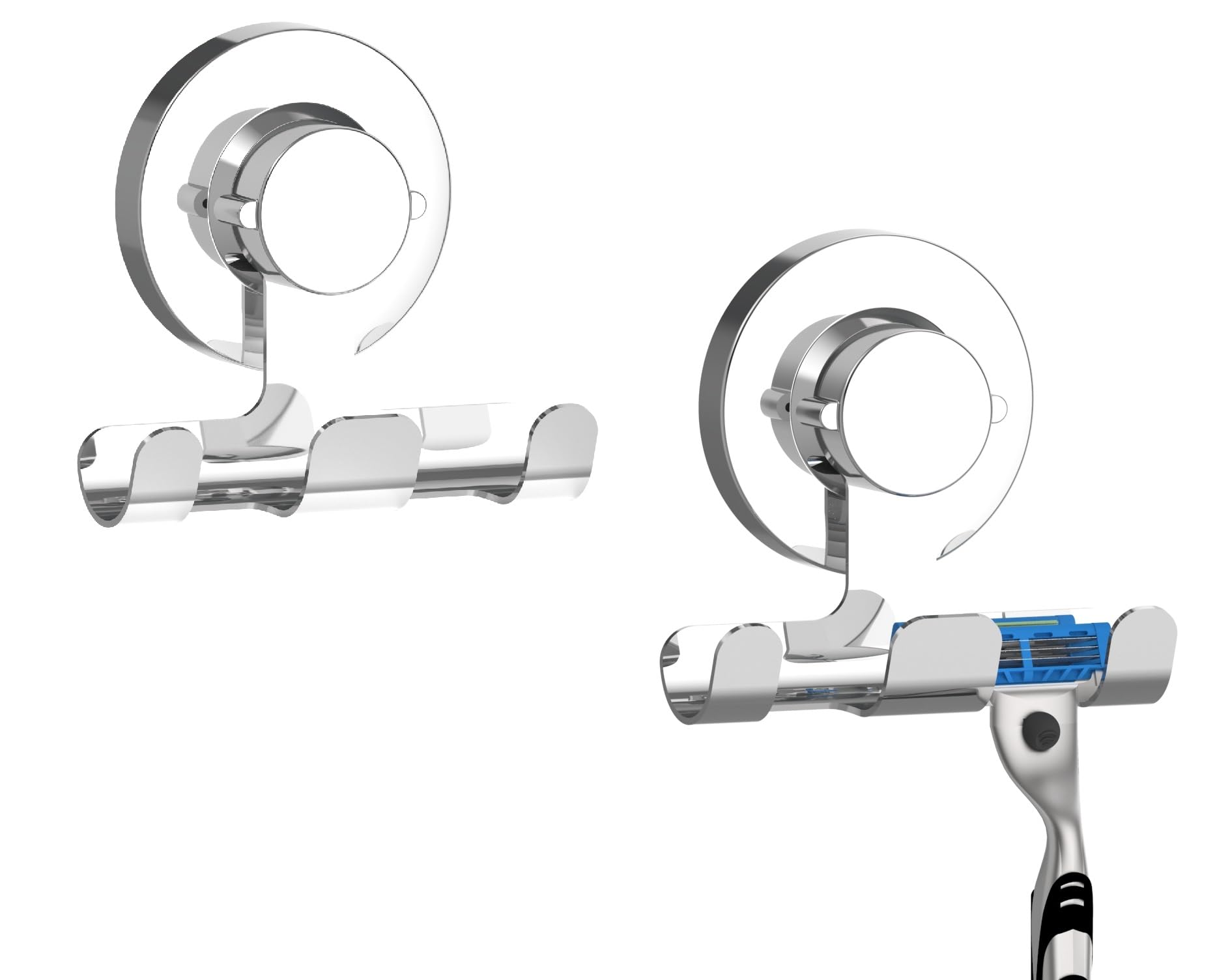 Suction Cup Hooks Razor Holder Powerful Vacuum Organizer for Towel, Razor, Coat, Bathrobe and Loofah 304 Stainless Steel Removable Hooks for Bathroom & Kitchen, Towel Hanger Storage (3 Hooks)