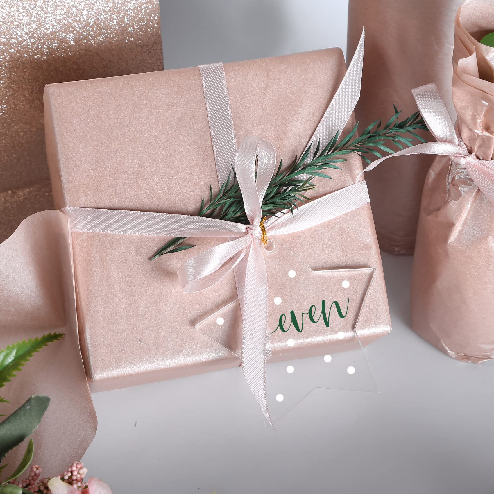UNIQOOO 100 Sheets 20X14 Premium Metallic Rose Gold Champagne Gold Tissue Gift Wrap Paper Bulk Recyclable Gift Wrapping Accessory - Perfect for Small Gift Bags, Wedding, Party, DIY Craft