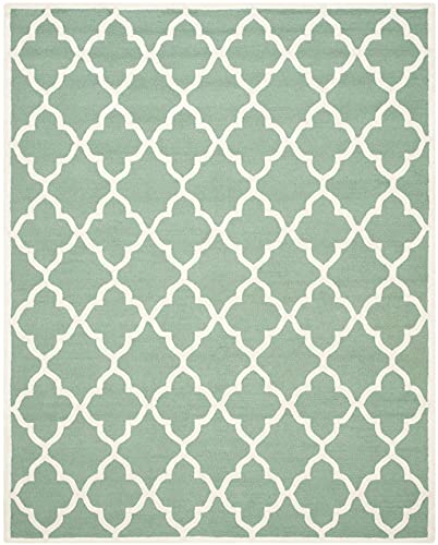 SAFAVIEH Cambridge Collection 8' x 10' Teal / Ivory CAM312T Handmade Moroccan Trellis Premium Wool Area Rug