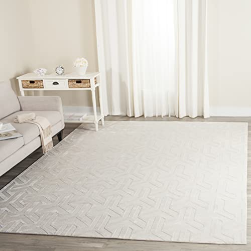 Safavieh Tibetan Collection 8' x 10' Ivory/Ivory TB829A Hand-Knotted Viscose Living Room Dining Bedroom Area Rug
