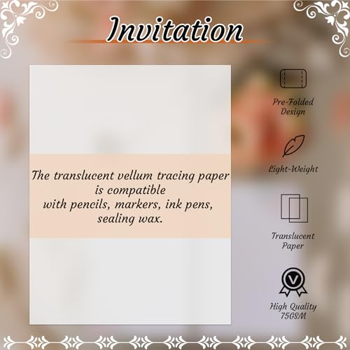 VOISEN 90Pcs Vellum Paper, Printable Vellum Jackets Translucent Vellum Paper 8.5 x 11 Inch Vellum Paper Wraps for Wedding Birthday Invitations Scrapbook Project (90Pcs)