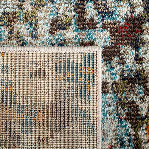 SAFAVIEH Madison Collection 8' x 10' Grey/Blue MAD471F Modern Abstract Non-Shedding Living Room Bedroom Dining Home Office Area Rug