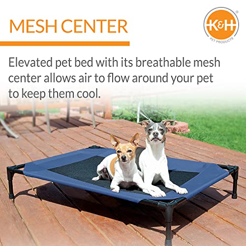 K&H PET PRODUCTS Elevated Cooling Outdoor Dog Bed Portable Raised Dog Cot Blue/Black Small 17 X 22 X 7 Inches