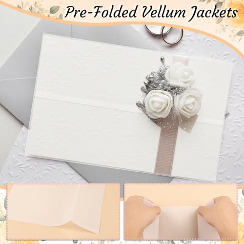 VOISEN 90Pcs Vellum Paper, Printable Vellum Jackets Translucent Vellum Paper 8.5 x 11 Inch Vellum Paper Wraps for Wedding Birthday Invitations Scrapbook Project (90Pcs)
