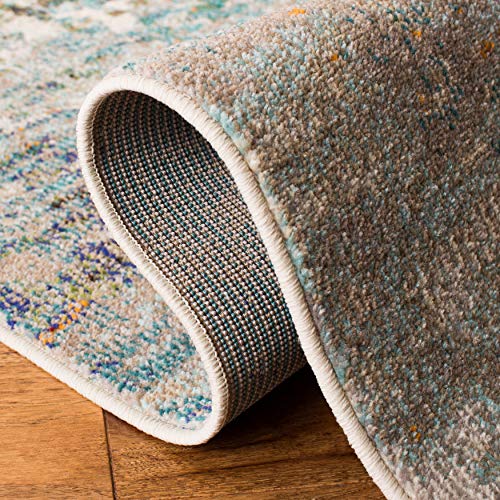 SAFAVIEH Madison Collection 8' x 10' Grey/Blue MAD471F Modern Abstract Non-Shedding Living Room Bedroom Dining Home Office Area Rug