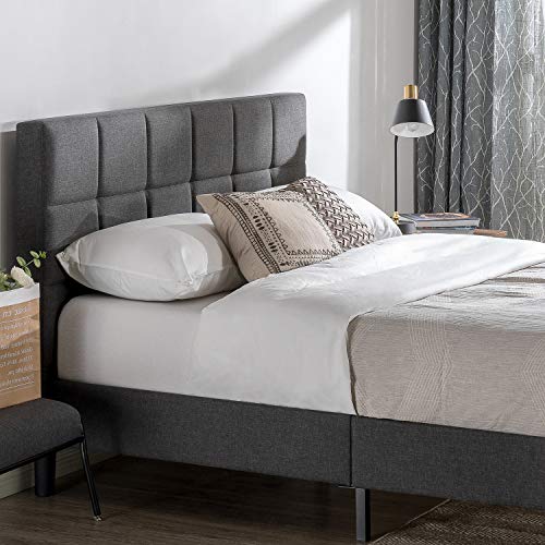 ZINUS Lottie Upholstered Platform Bed Frame, Grey, King & 12 Inch Green Tea Cooling Gel Memory Foam Mattress / Cooling Gel Foam / Pressure Relieving / CertiPUR-US Certified / Bed-in-a-Box, King