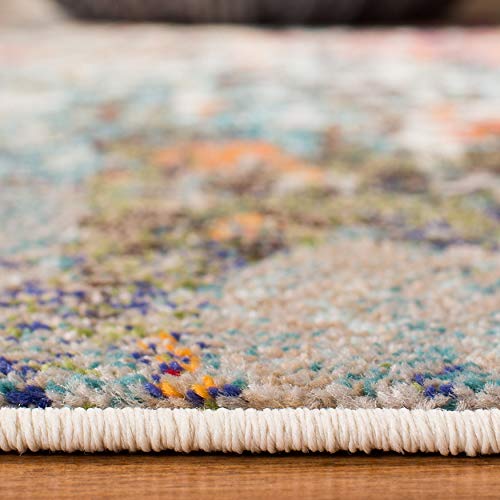 SAFAVIEH Madison Collection 8' x 10' Grey/Blue MAD471F Modern Abstract Non-Shedding Living Room Bedroom Dining Home Office Area Rug