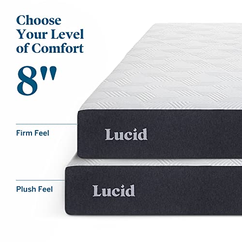 Lucid 8 Inch Twin Mattress - Plush Gel Memory Foam Mattress – Bamboo Charcoal Foam –Gel Infused- Hypoallergenic Foam Mattress