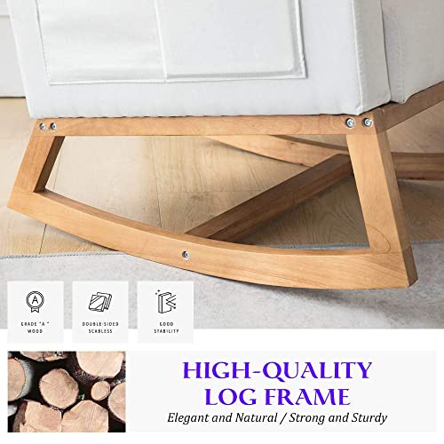 Paddie Rocking Chair Nursery Glider Rocker Chair Tall Back Upholstered Accent Armchair for Living Room Bedroom Office