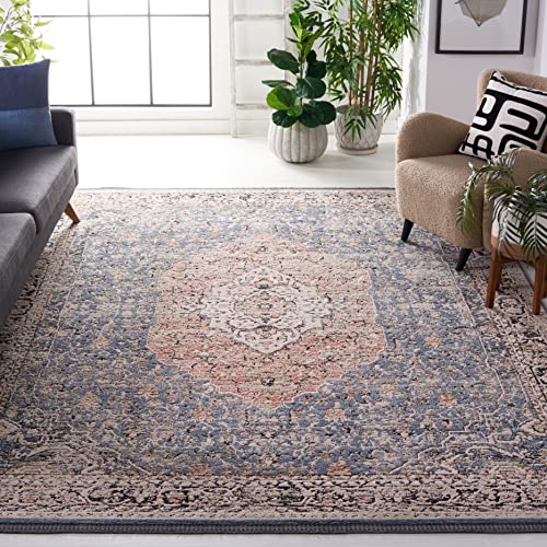 Safavieh Vivaldi Collection 9' x 12' Blue/Rust VIV565M Traditional Vintage Oriental Area Rug