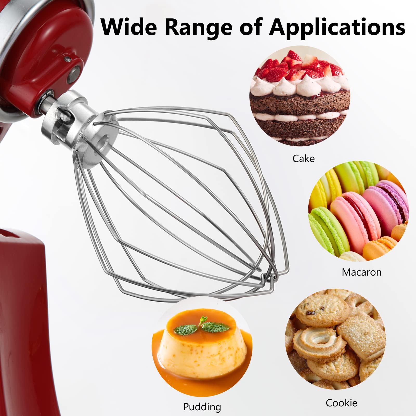 LETOMS Wire Whip for Kitchenaid Stand Mixer 5QT Lift and 6QT, Whisk Attachment for KitchenAid, Stainless Steel Egg Cream Stirrer