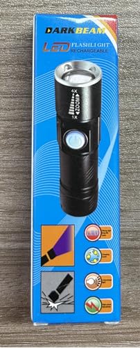 DARKBEAM UV Light Rechargeable USB Flashlight 395nm Blacklight Ultraviolet Wood's Lamp LED Portable Mini Handheld Pocket Torch Detector for Dog Urine Pet Stains Anti-counterfeiting, Resin Curing