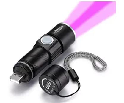 DARKBEAM UV Light Rechargeable USB Flashlight 395nm Blacklight Ultraviolet Wood's Lamp LED Portable Mini Handheld Pocket Torch Detector for Dog Urine Pet Stains Anti-counterfeiting, Resin Curing