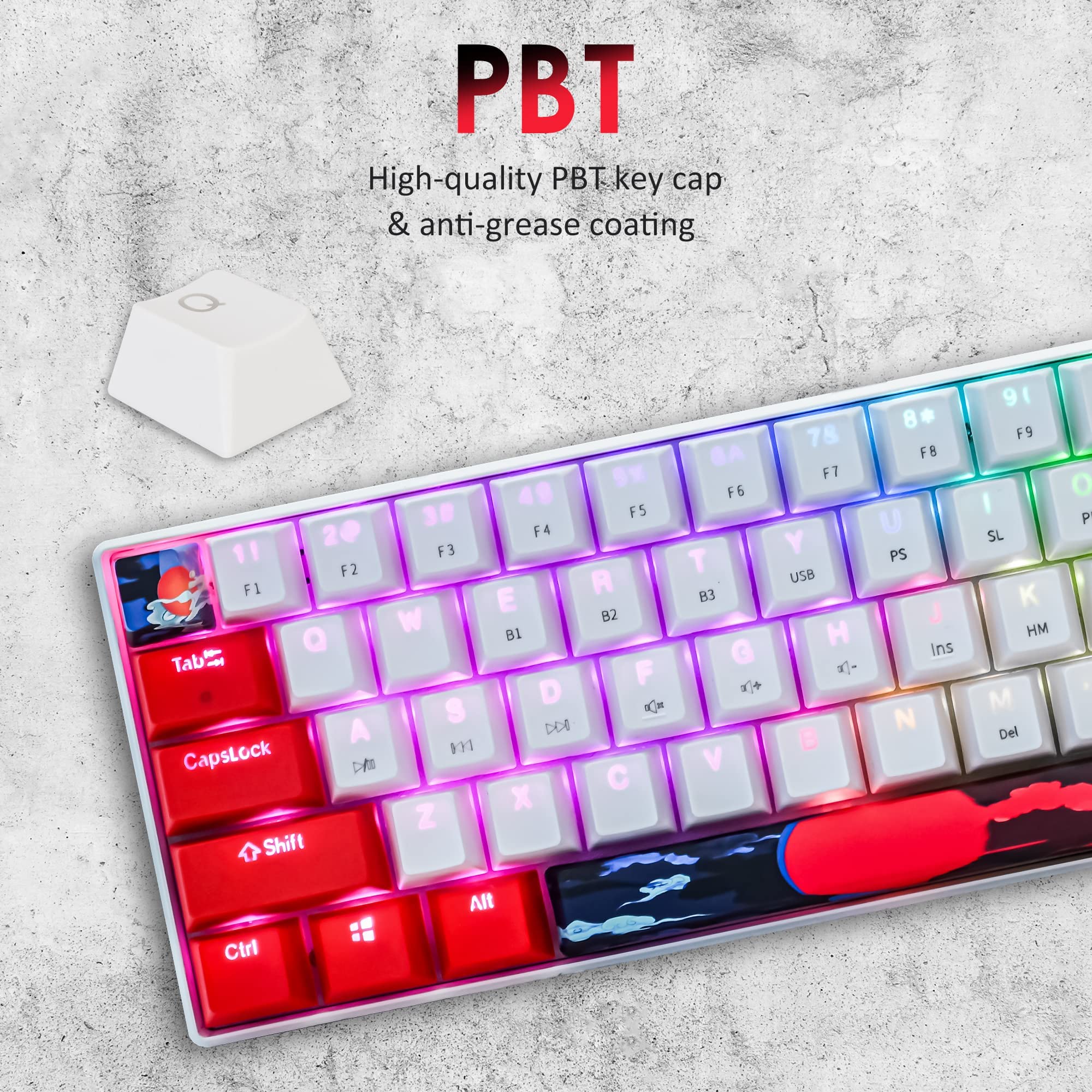 Surmen GT61 60% Mechanical Gaming Keyboard - 60 Percent RGB Backlit, Hot-Swappable Wireless/Wired, Compact Mini Bluetooth 5.0 Programmable/N-Key Rollover (Gateron Yellow, Sun)