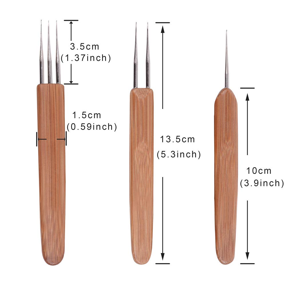 3pcs/set Dreadlock Crochet Hook for Hair Dreadlock Needle Tool for Braid Craft Dread locks Crochet Needles 0.5mm (1 Hook 2 Hooks 3 Hooks)