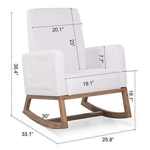 Paddie Rocking Chair Nursery Glider Rocker Chair Tall Back Upholstered Accent Armchair for Living Room Bedroom Office