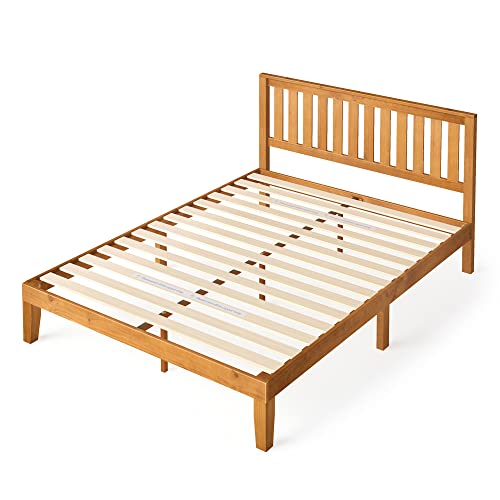 ZINUS Alexia Wood with Wood Headboard Bed Frame with headboard / Solid Wood Foundation with Wood Slat Support / No Box Spring Needed / Easy Assembly, Rustic Pine, Queen