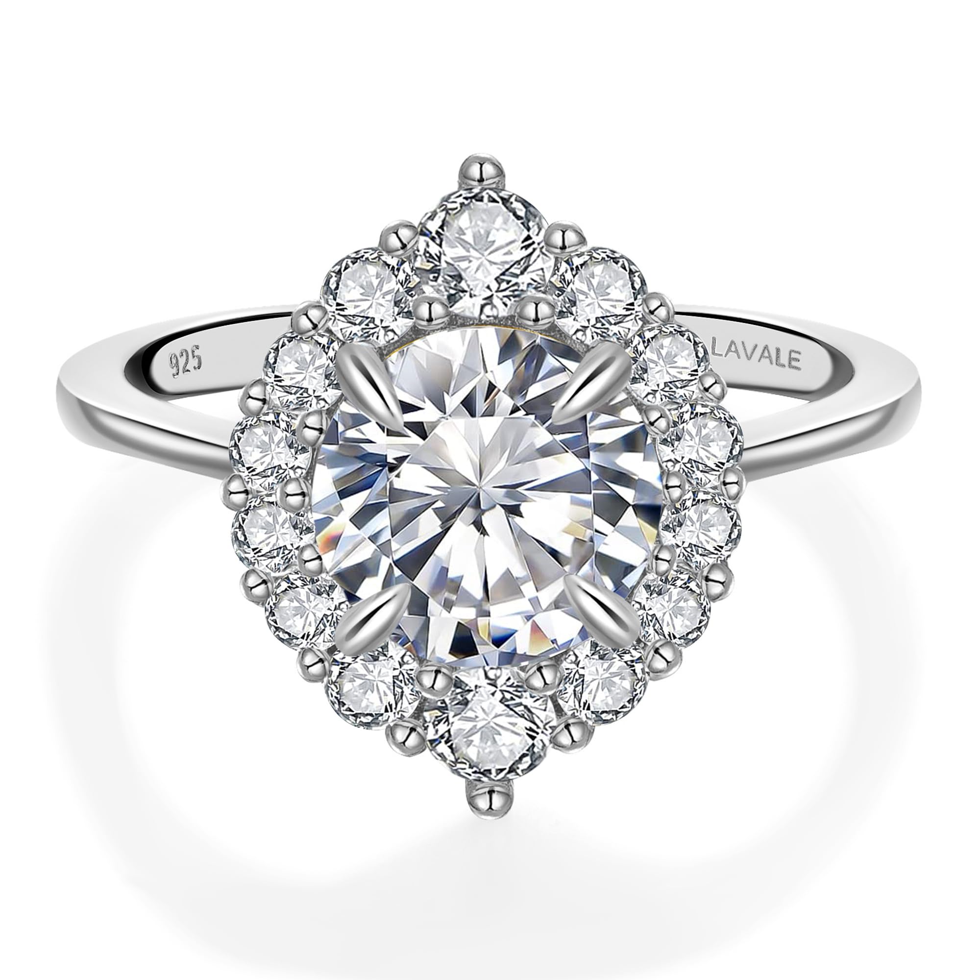LAVALE Moissanite Engagement Rings for Women, 1.2 CT Lab Created Diamond Promise Rings 18K White Gold Vermeil Knife Edge Moissanite Solitaire Rings for Women Wedding Gifts