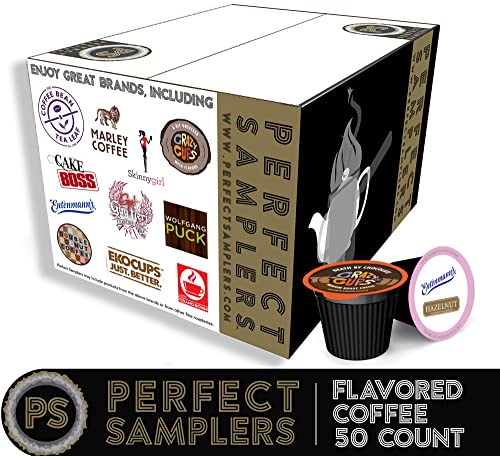 Perfect Samplers Flavored Coffee Variety Pack, Flavored Coffee Pods (Including Caramel Macchiato, Texas Pecan, & More) Single Serve Coffee for Keurig K Cups Machines, 50 Count