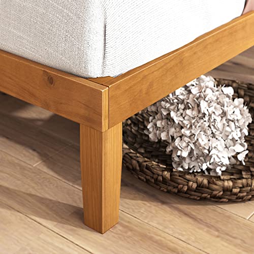 ZINUS Alexia Wood with Wood Headboard Bed Frame with headboard / Solid Wood Foundation with Wood Slat Support / No Box Spring Needed / Easy Assembly, Rustic Pine, Queen