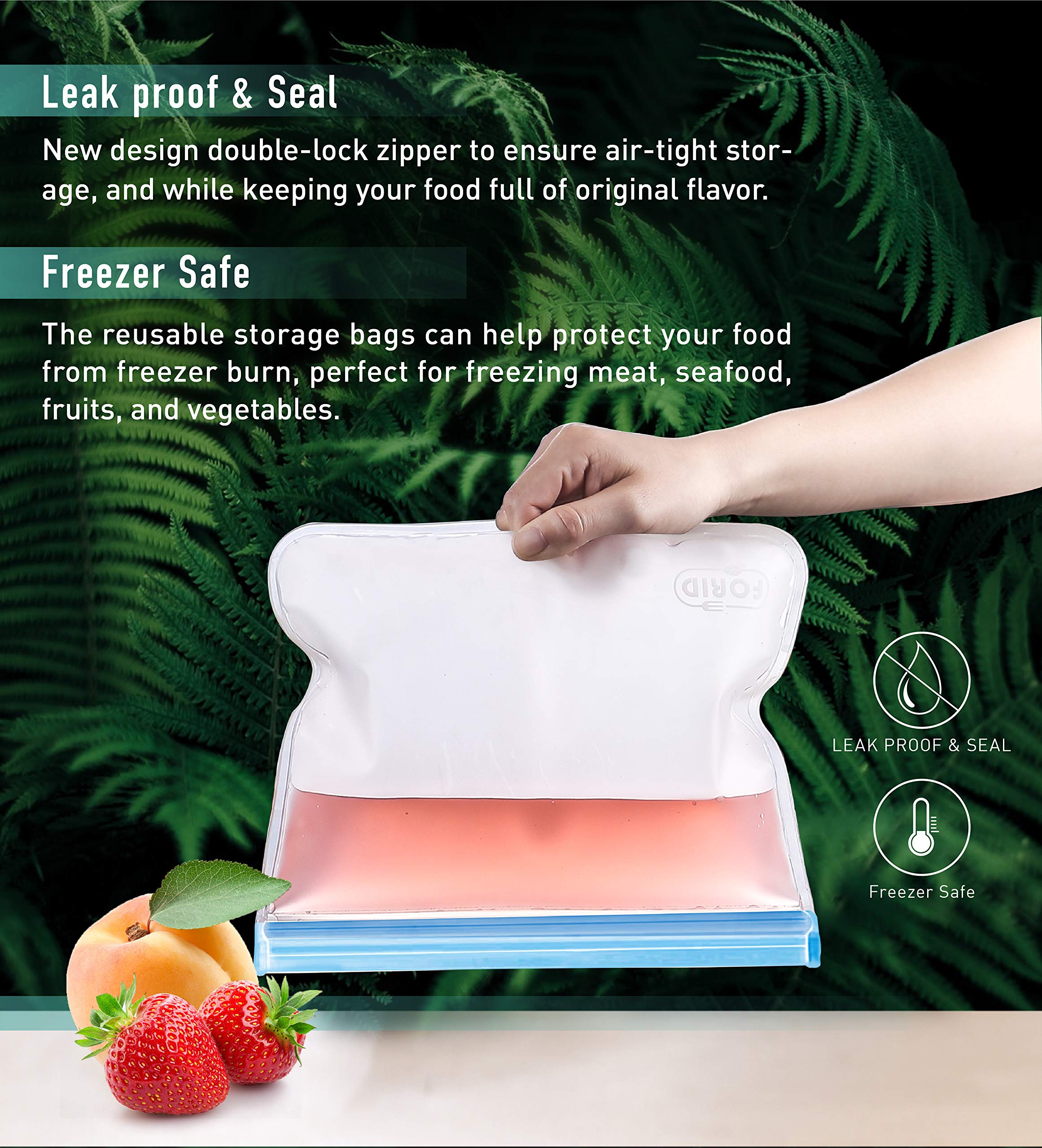 Reusable Gallon Freezer Bags - 6 Pack EXTRA THICK 1 Gallon Bags LEAKPROOF Gallon Storage Bags for Marinate Food & Fruit Cereal Sandwich Snack Meal Prep Travel Items Home Organization Storage