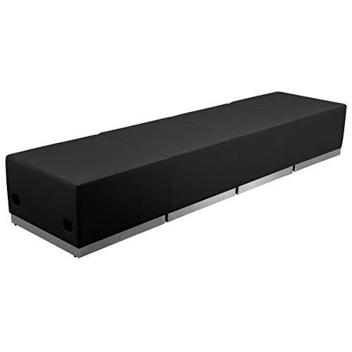 Flash Furniture HERCULES Alon Series Black LeatherSoft Reception Configuration, 4 Pieces