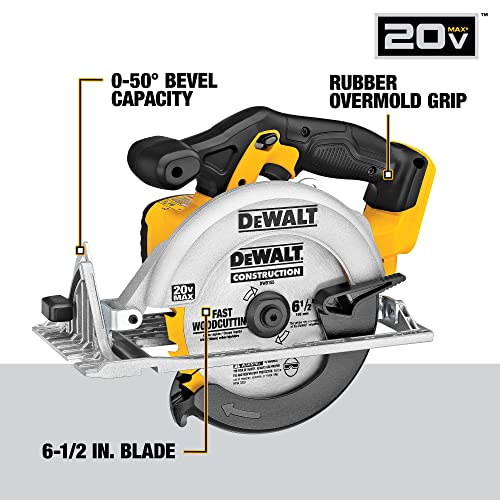 DEWALT 6-1/2-Inch 20V MAX Circular Saw, Tool Only (DCS391B) , Yellow