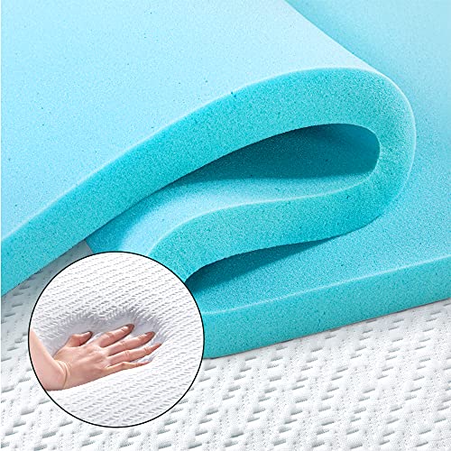 ZINUS 2 Inch Ultra Cooling Gel Memory Foam Mattress Topper with Cooling Cover/CertiPUR-US Certified, Queen
