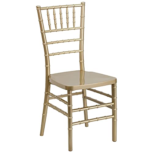 Flash Furniture 2 Pack HERCULES PREMIUM Series Gold Resin Stacking Chiavari Chair