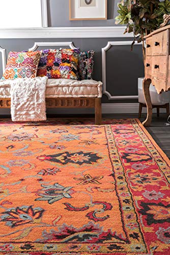 nuLOOM Montesque Hand Tufted Wool Area Rug, 8' Round, Orange