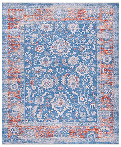 SAFAVIEH Hellenic Collection 8' x 10' Blue / Rust HLC415M Traditional Oriental Distressed Wool Area Rug