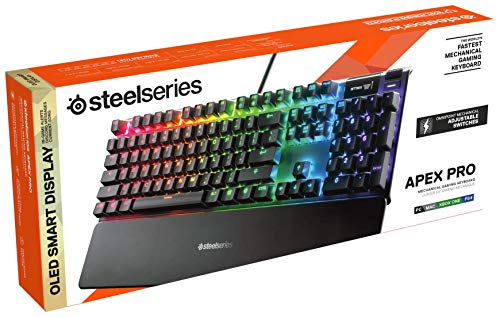 SteelSeries Apex Pro Mechanical Gaming Keyboard, Adjustable Actuation Switches, OLED Display, Red Switches, French AZERTY Layout
