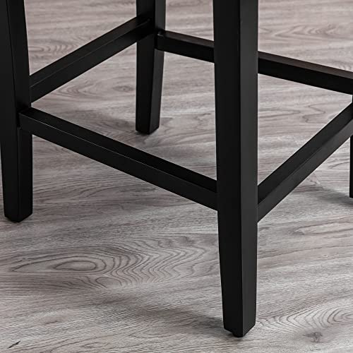 GOTMINSI Counter Height Bar Stool, Classic Upholstered 24 Inches Counter Height Stools Set of 2 barstools with Solid Wood Legs and Grey Fabric