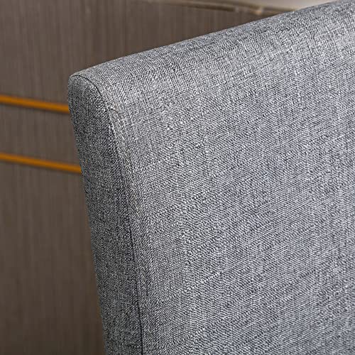 GOTMINSI Counter Height Bar Stool, Classic Upholstered 24 Inches Counter Height Stools Set of 2 barstools with Solid Wood Legs and Grey Fabric