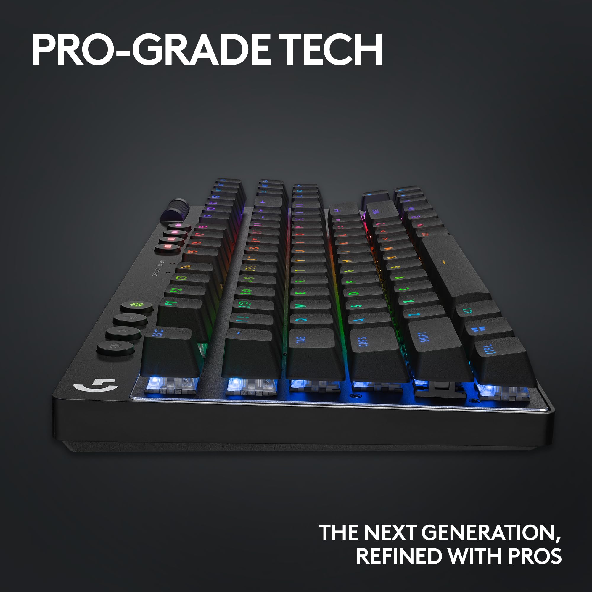 Logitech G PRO X TKL LIGHTSPEED Wireless Gaming Keyboard, Ultra-Portable Tenkeyless Design, LIGHTSYNC RGB, PBT keycaps, Linear Switches (GX Red) - Black