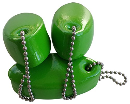 JQuad 3 Pack LIME GREEN Floating Keychain key floats Vinyl Covered Foam -Made in the USA- (Lime Green)