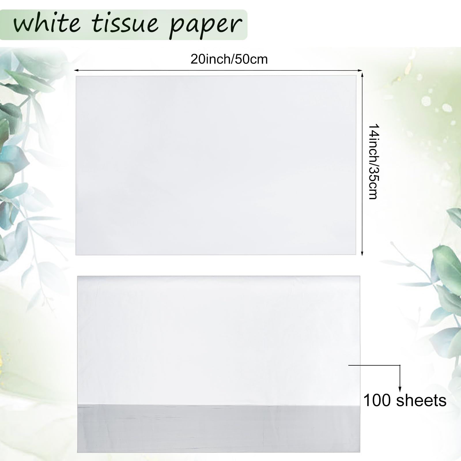 Ltealymy 100 Sheets White Tissue Paper 20"X14" White Tissue Paper for Gift Bags White Tissue Paper Bulk for Baby Showers Weddings Birthday Crafts Decoration