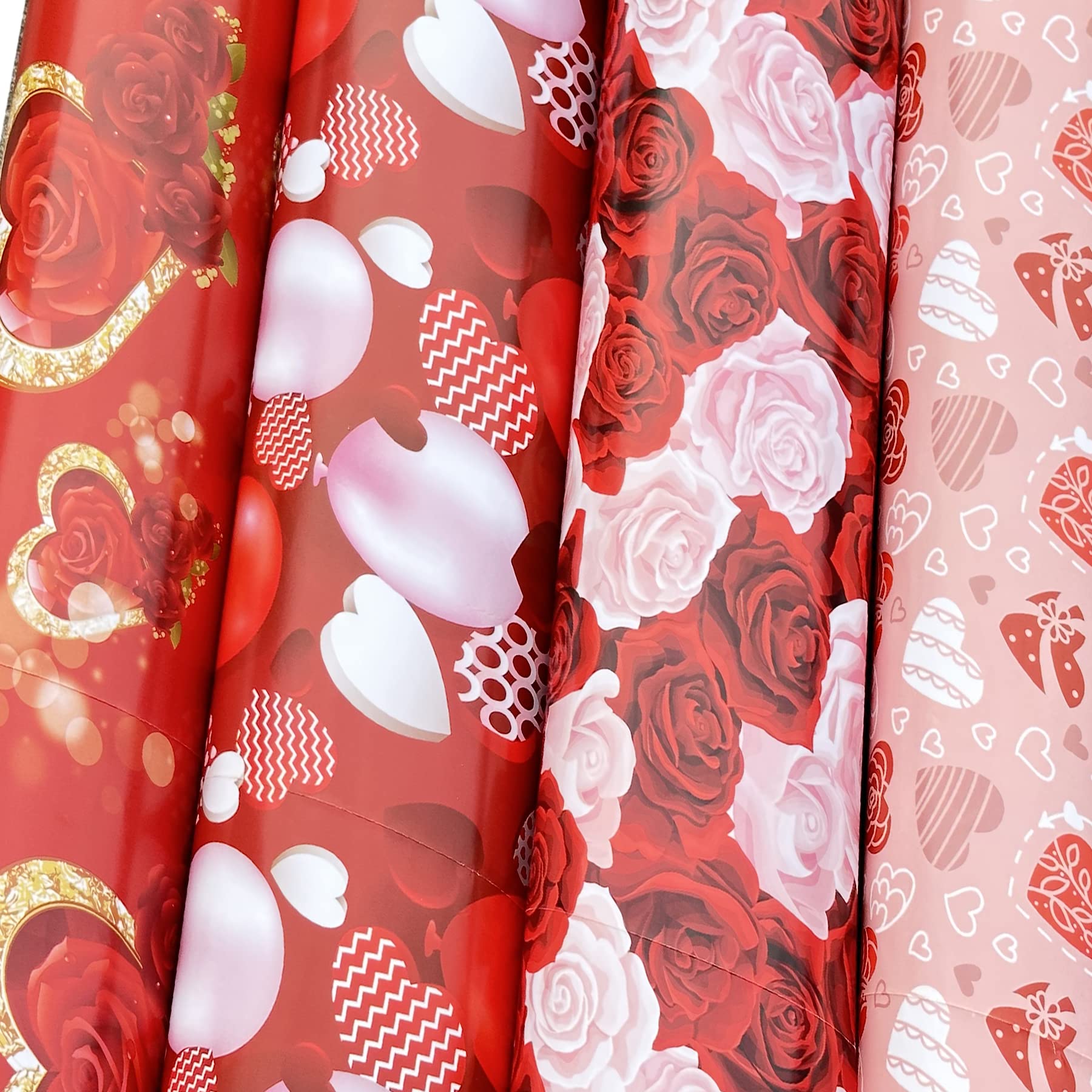 12 Sheets Rose Gift Wrapping Paper, Floral Gift Wrap Mother's Day Love Gift Decor 21 * 27 inch, Folded Sheet