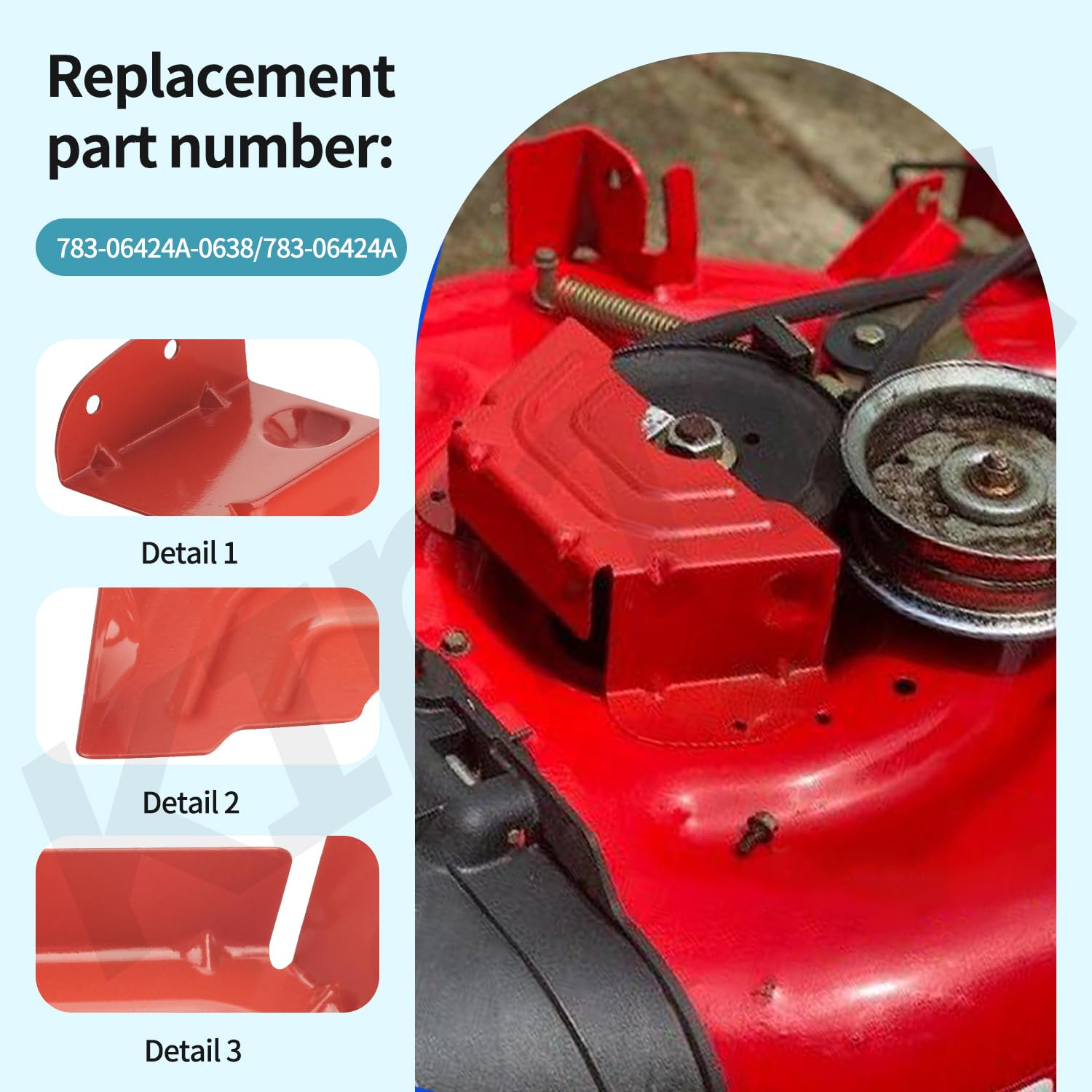 KINTLE 2 Set 783-06424A-0638 Deck Spindle Pulley Belt Guard Cover Compatible with MTD, Troy-Bilt, Craftsman Riding Lawn Mowers & Tractors with 42" and 46" Decks (Red)