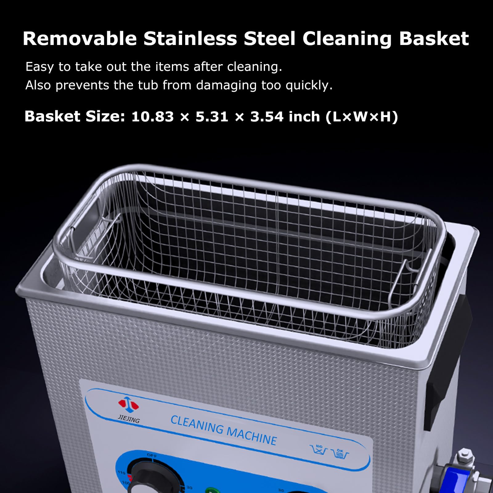 JIEJING 6.5L Jewelry Cleaner Ultrasonic Machine Knob Control Heated Sonic Cleaner Machine for Carburetor Glasses Parts etc