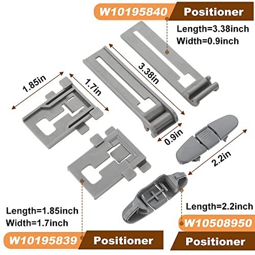 PETCHOR W10350375 Dishwasher Top Rack Adjuster Parts for Whirlpool Kenmore Kitchenaid Dishwasher, 8PCS W10195840 & W10195839 & W10508950 Dishwasher Top Rack Adjuster Kit