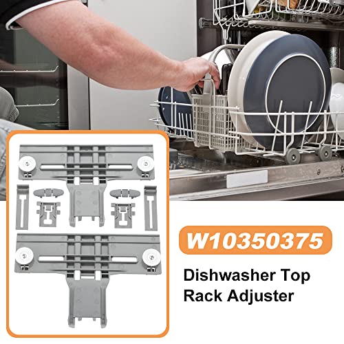 PETCHOR W10350375 Dishwasher Top Rack Adjuster Parts for Whirlpool Kenmore Kitchenaid Dishwasher, 8PCS W10195840 & W10195839 & W10508950 Dishwasher Top Rack Adjuster Kit
