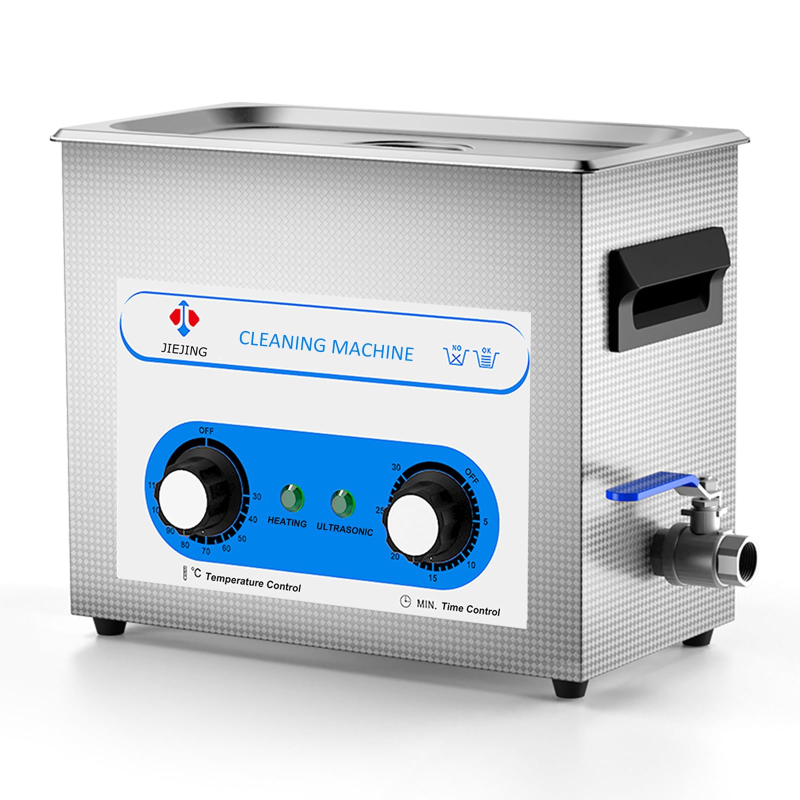JIEJING 6.5L Jewelry Cleaner Ultrasonic Machine Knob Control Heated Sonic Cleaner Machine for Carburetor Glasses Parts etc