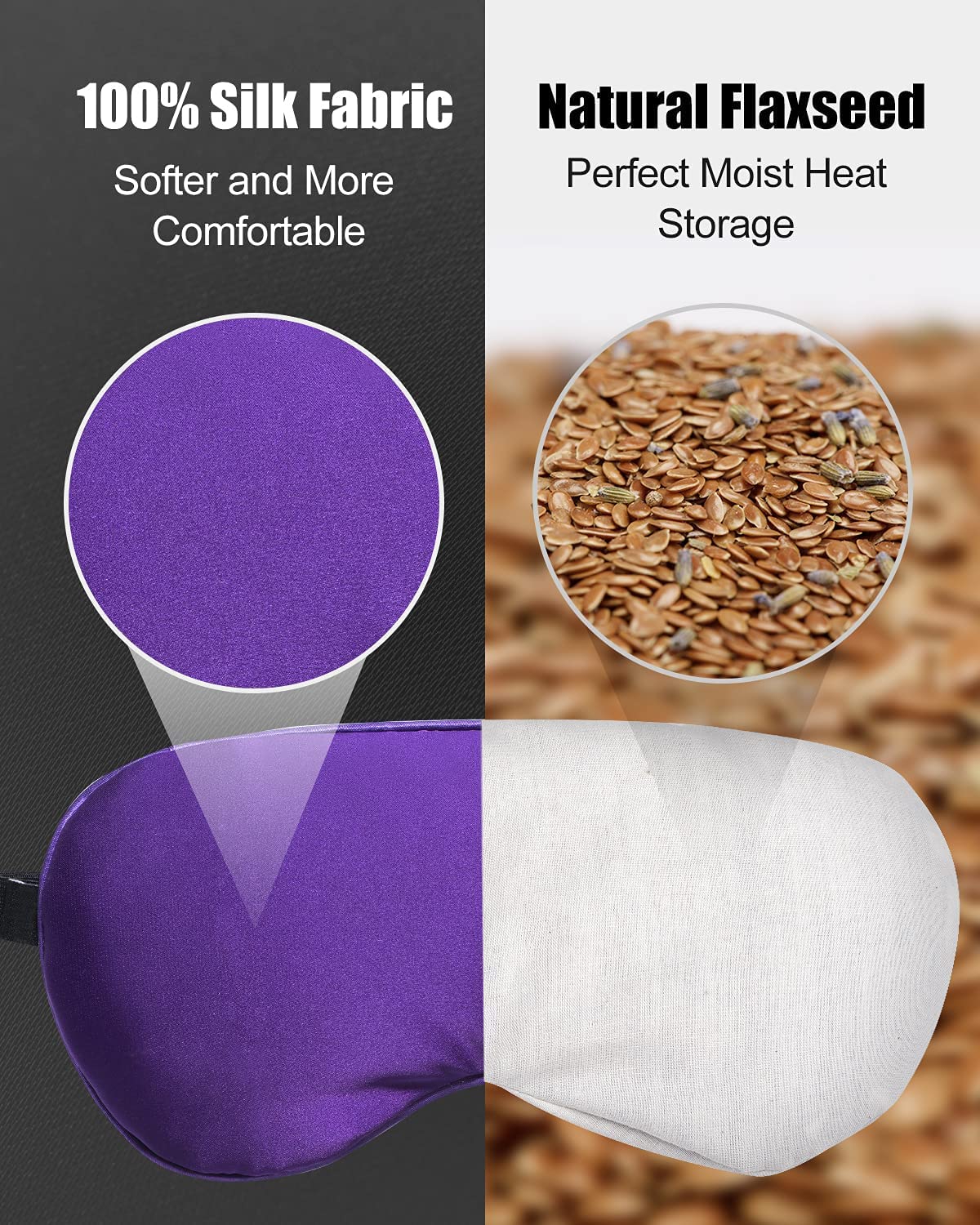 YFONG Lavender Eye Mask, Warm Eye Compress Mask for Dry Eyes, Weighted Eye Masks with Adjustable Strap, Reusable & Comfortable Eye Cover for Puffy Eyes Migraine Sinus Pain-Violet