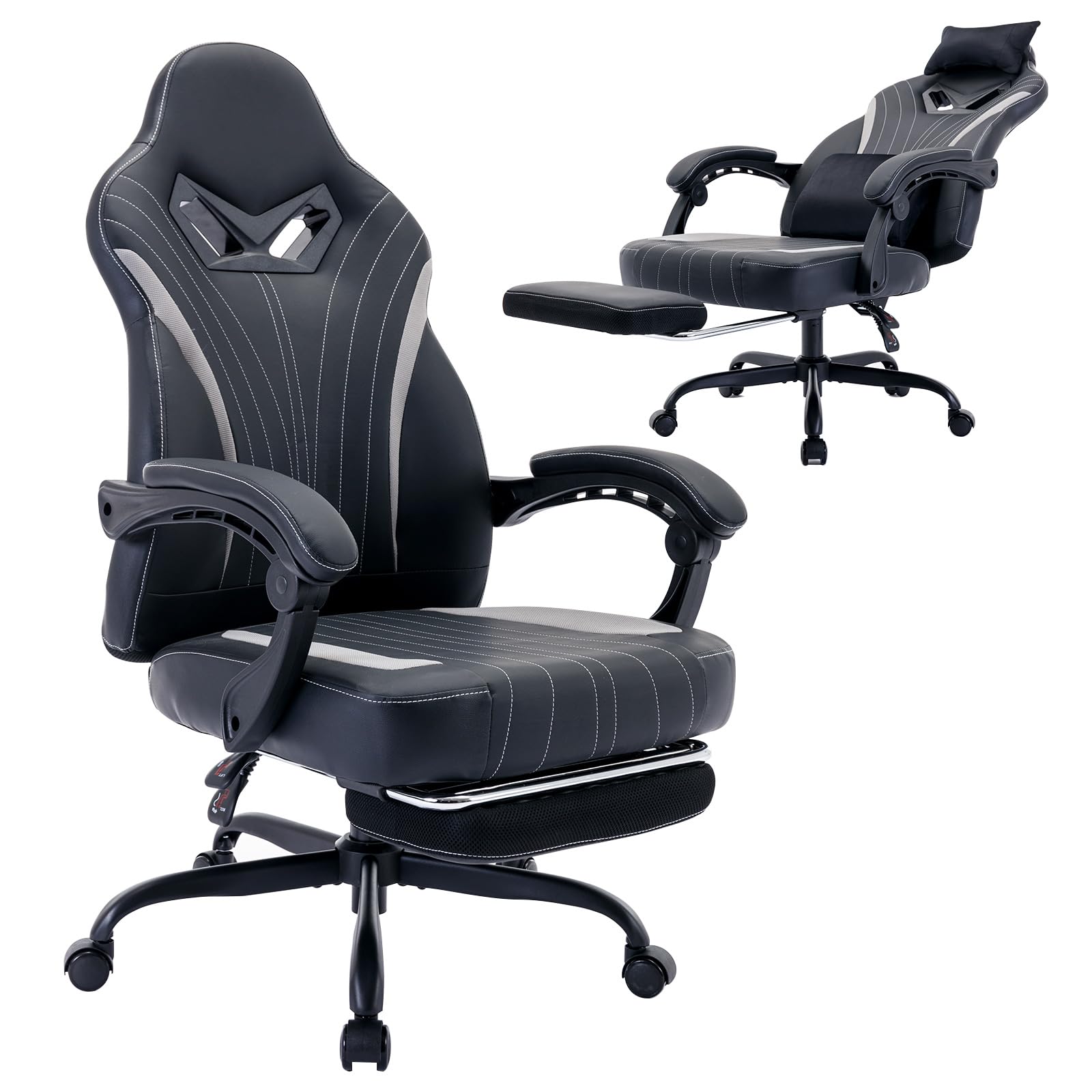 Computer Gaming Chair with Footrest,Big and Tall Gaming Chair for Heavy People,Comfortable Gaming Chair with Lumbar Support and Headrest for Adults 450lbs