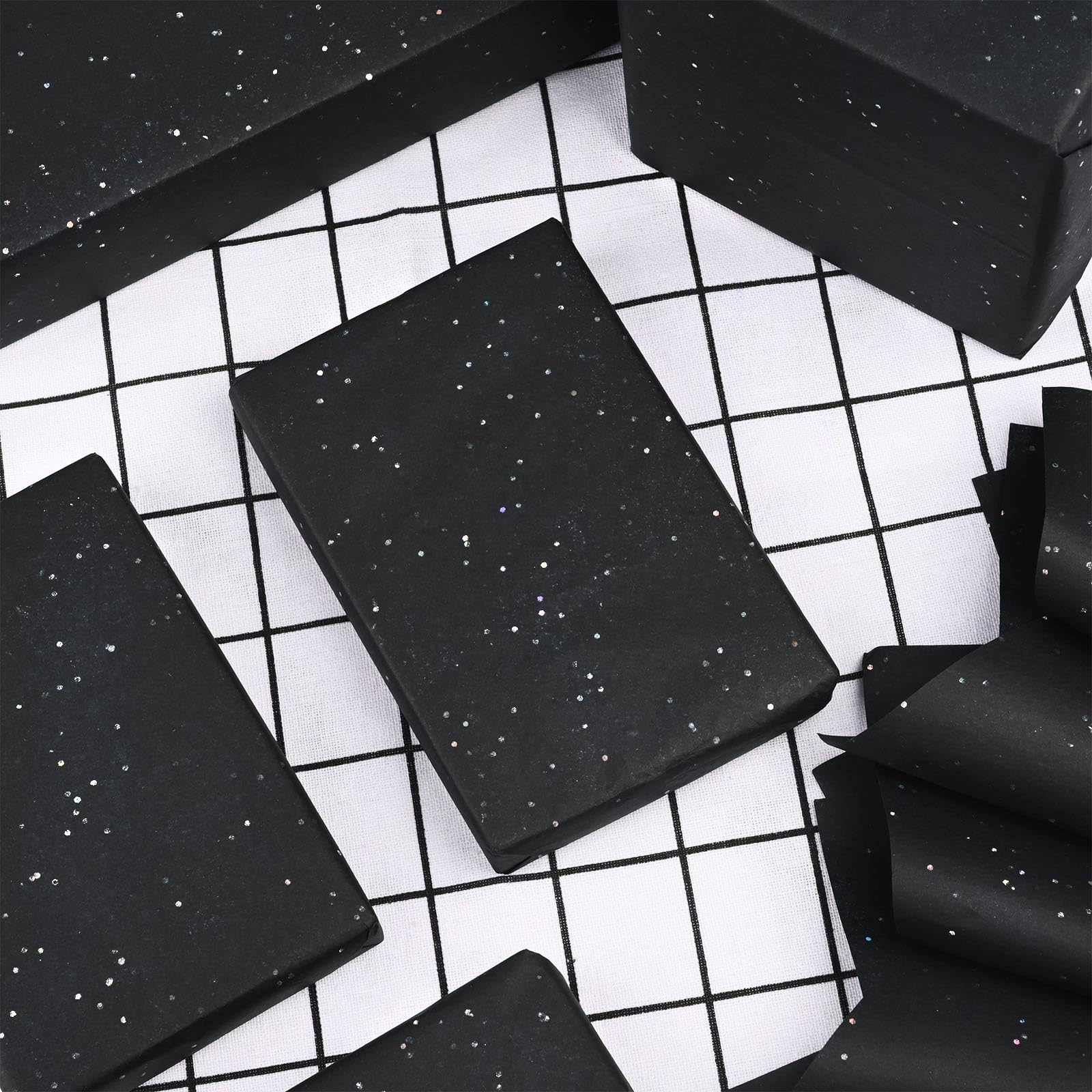Bolsome 120 Sheets 20 * 14 Inches Black Glitter Tissue Paper for Gift Wrapping, Sparkle Tissue Paper for Gift Bags for Birthday Wedding Christmas DIY Crafts