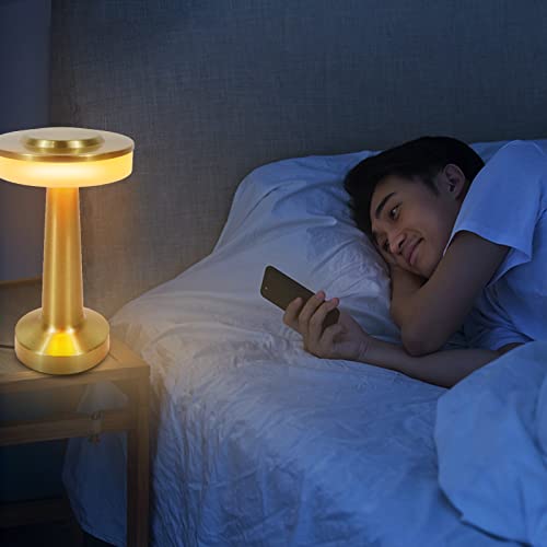 Orstarry 2 Pack Table Lamp, Portable LED Table Lamp, Rechargeable Table Lamp with 3 Brightness Touch Lights for Restaurant/Bedroom/Bar/Outdoor Party/Camping/Coffee Shop Night Lights(Gold)